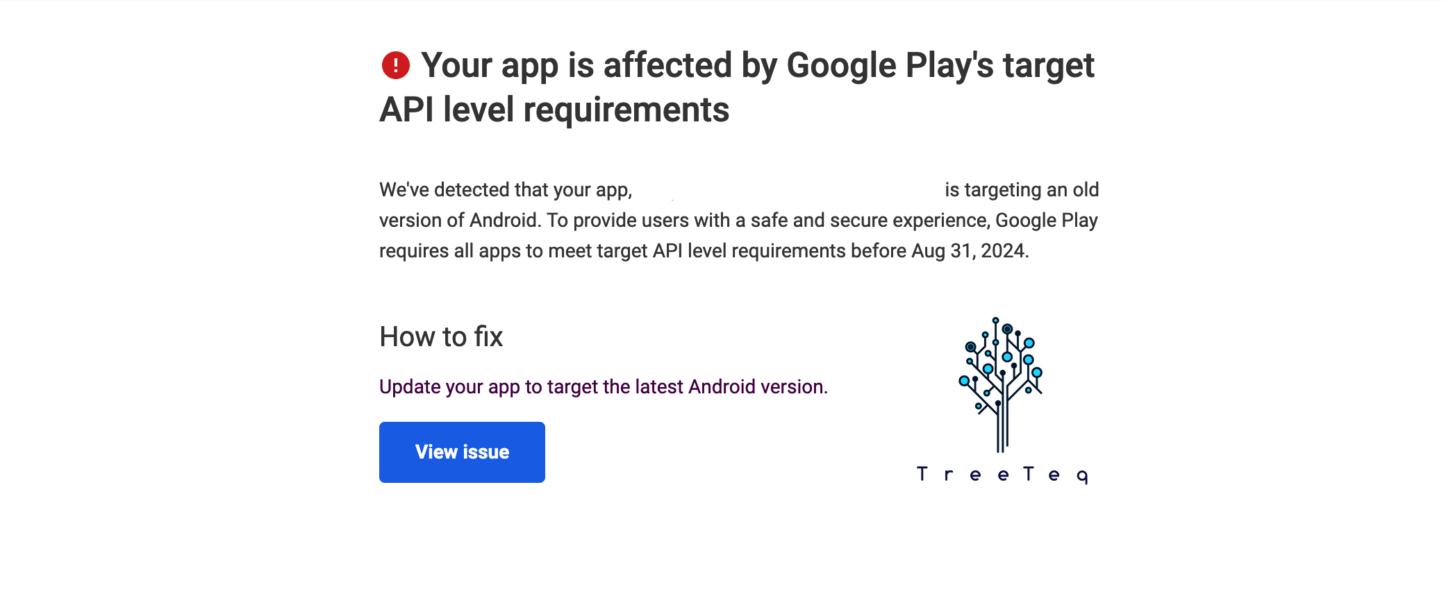 Your app is affected by Google Play’s target API level requirements – TreeTeq